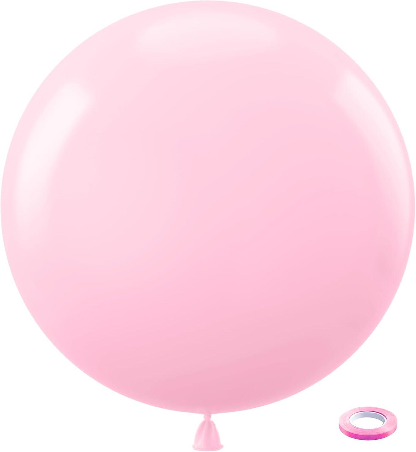 Pastel Pink Balloons 36 Inch 8 Pack Large Thick Big Round Pink Latex ...