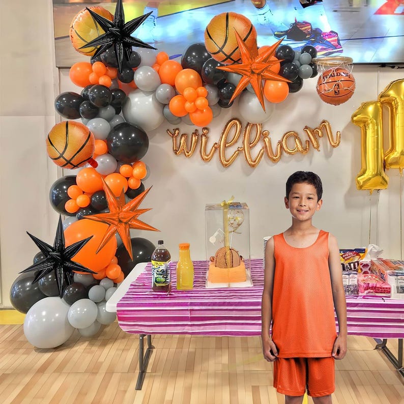 Basketball Balloon Garland Arch Kit, 136pcs Orange Gray Black White and ...