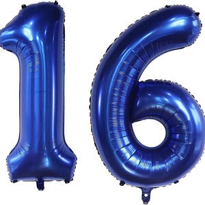 16 Balloon Numbers Navy Blue Number 16 Balloons Self-sealing for ...