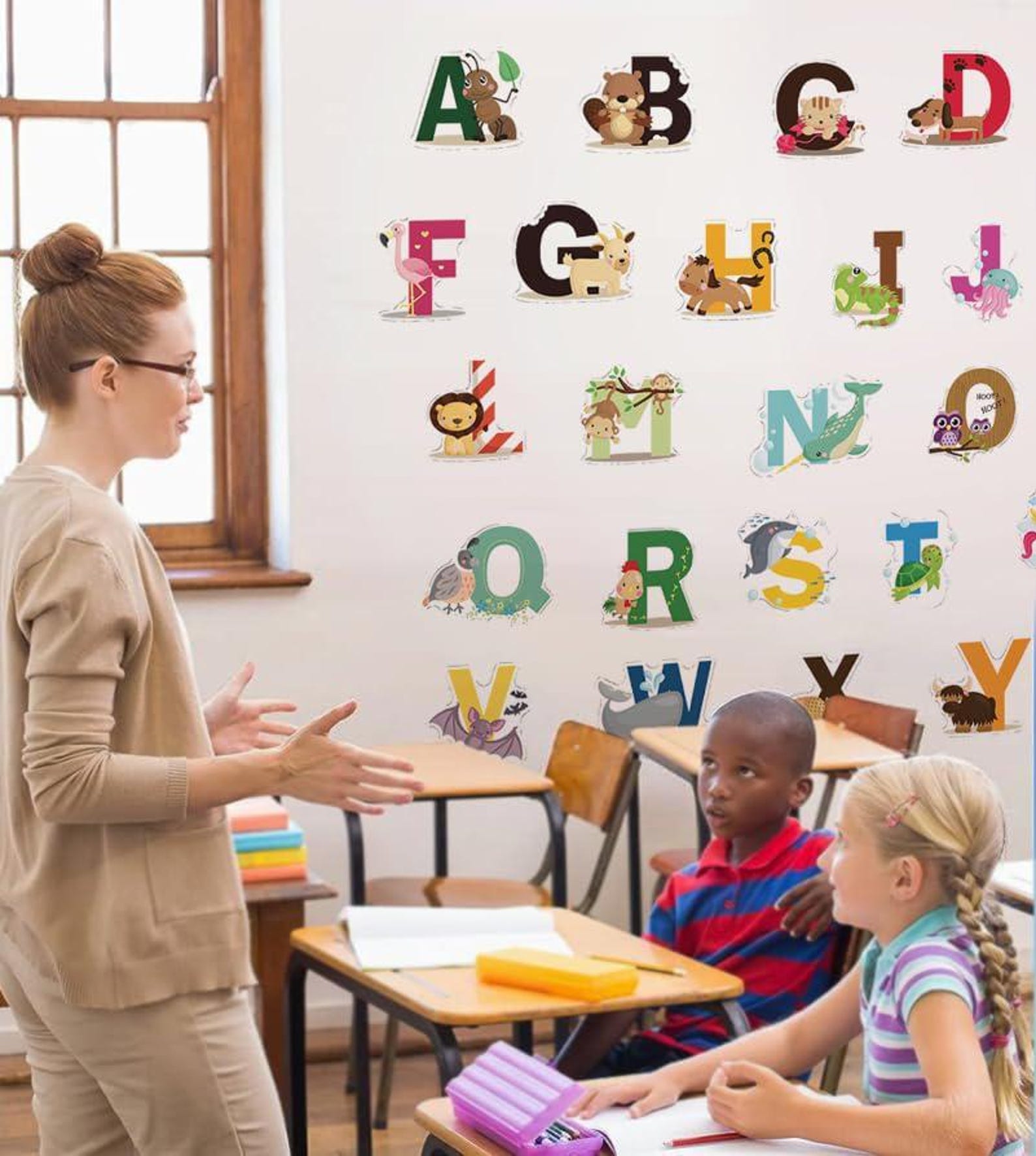 Animal Alphabet Kids Wall Decals - Peel & Stick Educational Baby ...