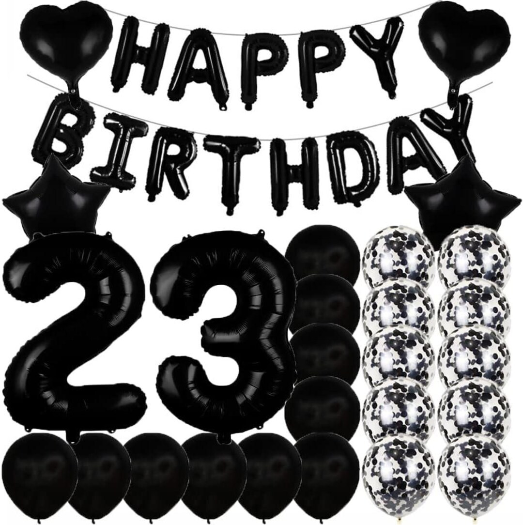 Sweet 23th Birthday Decorations Party Supplies,black Number 23 Balloons ...