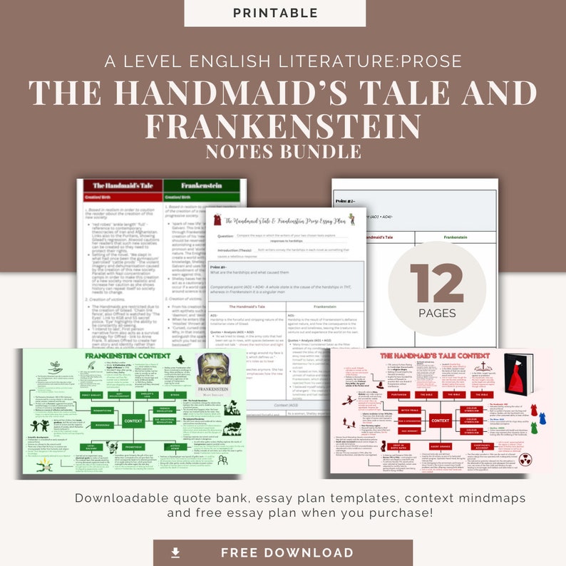 The Handmaid’s Tale and Frankenstein Prose A Level Revision Notes ...