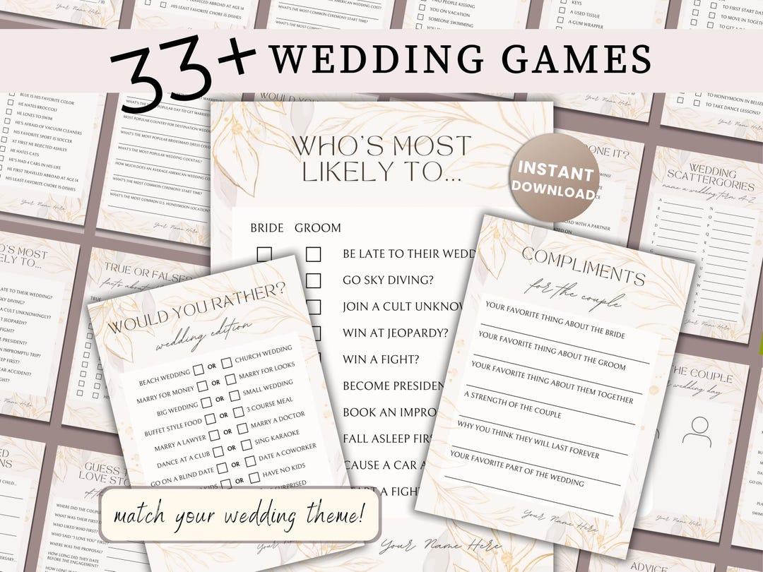 Printable Wedding Games Template Editable Wedding Reception Table ...