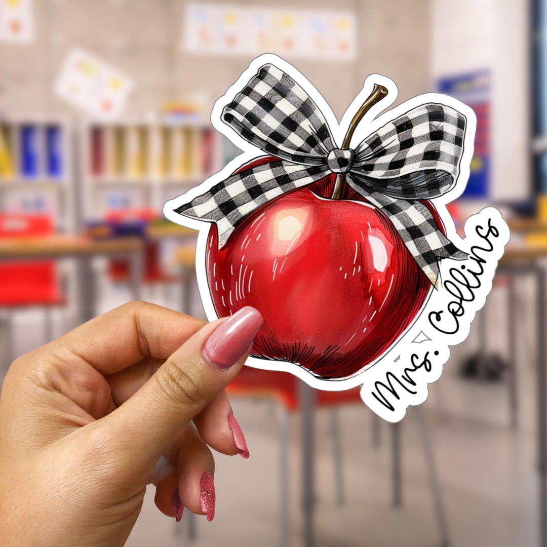 Personalized Coquette Apple Teacher Sticker, Classroom Decor - Etsy