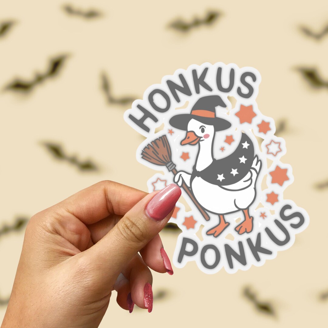 Silly Goose Honkus Ponkus Sticker, Cute Witch Vinyl Decal, Spooky ...