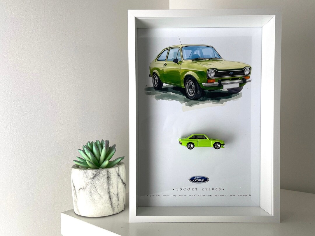 Framed Car Wall Art Ford Escort 3D Art Model Car Artwork Automotive Art ...