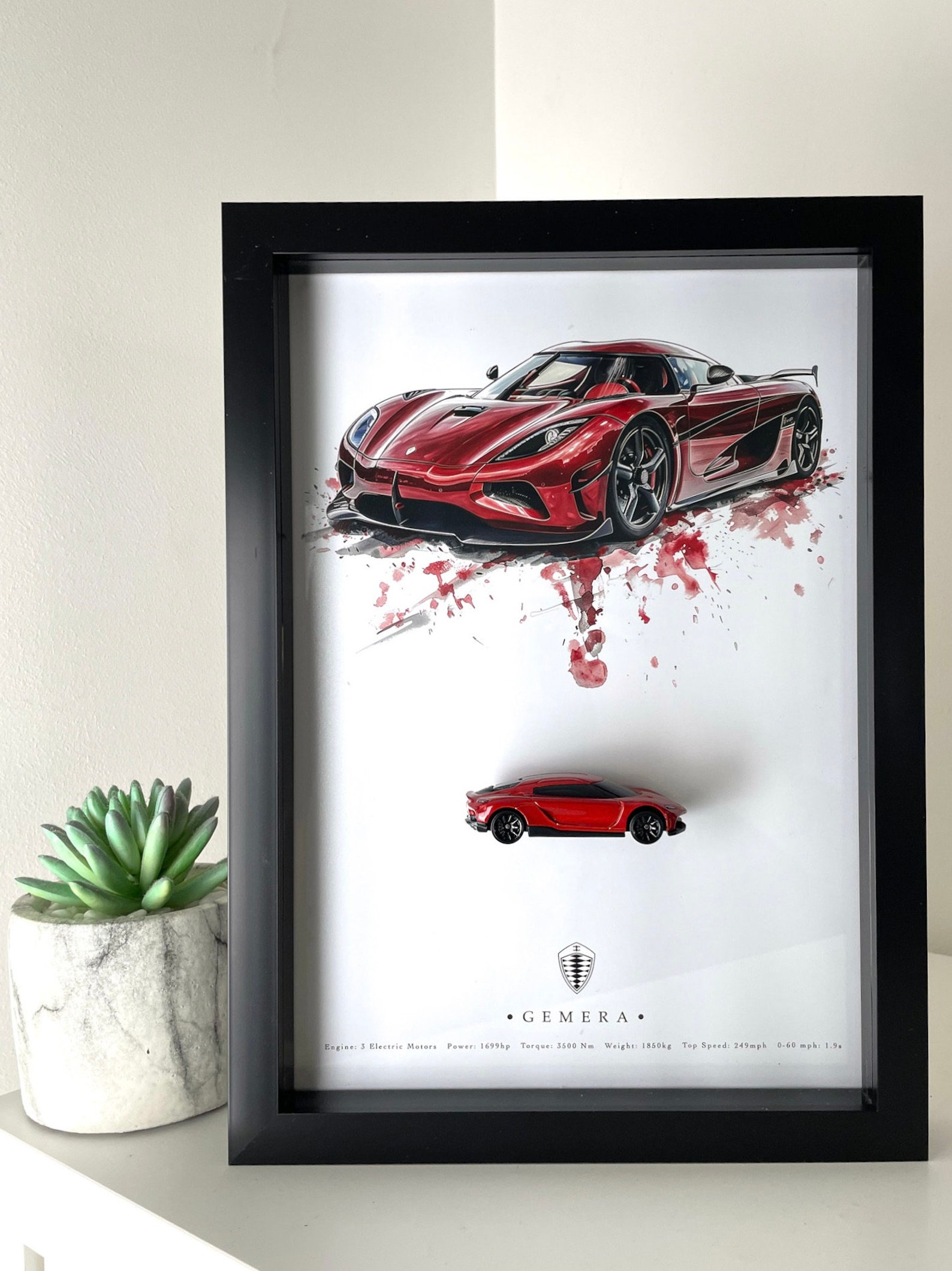 Framed Car Wall Art Koenigsegg Gemera 3D Model Car Artwork | Automotive ...