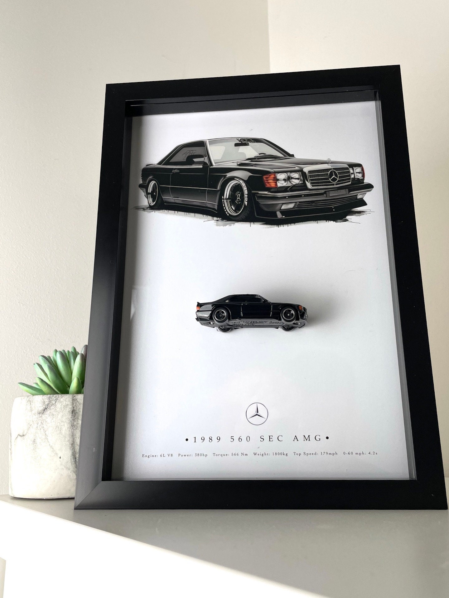 Framed Car Wall Art 1989 Mercedes-benz AMG 3D Model Car Artwork ...