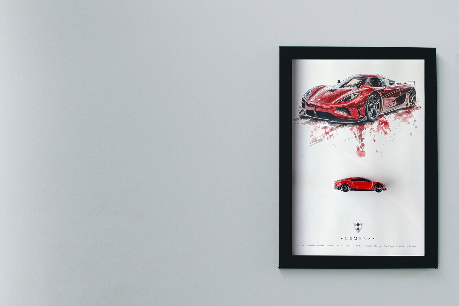 Framed Car Wall Art Koenigsegg Gemera 3D Model Car Artwork | Automotive ...