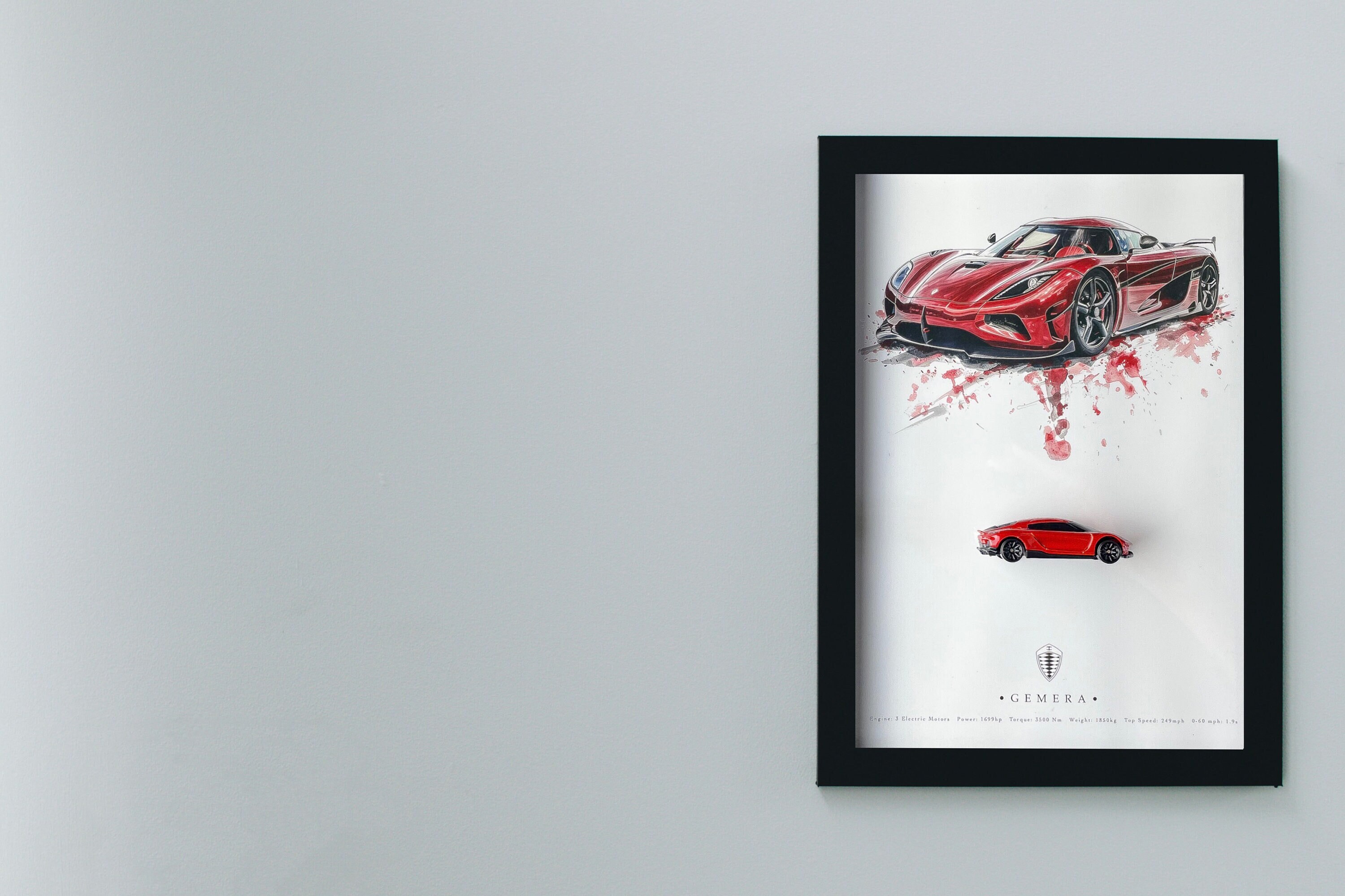 Framed Car Wall Art Koenigsegg Gemera 3D Model Car Artwork | Automotive ...