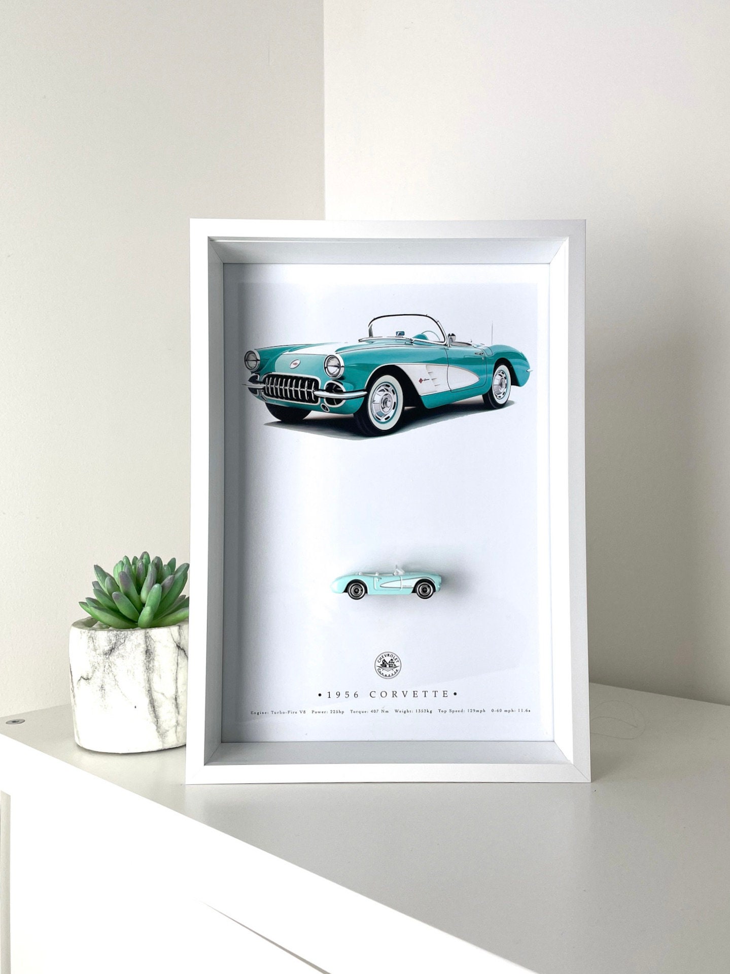 3D Framed Car Wall Art 1956 Corvette Artwork | Classic Automotive Decor ...