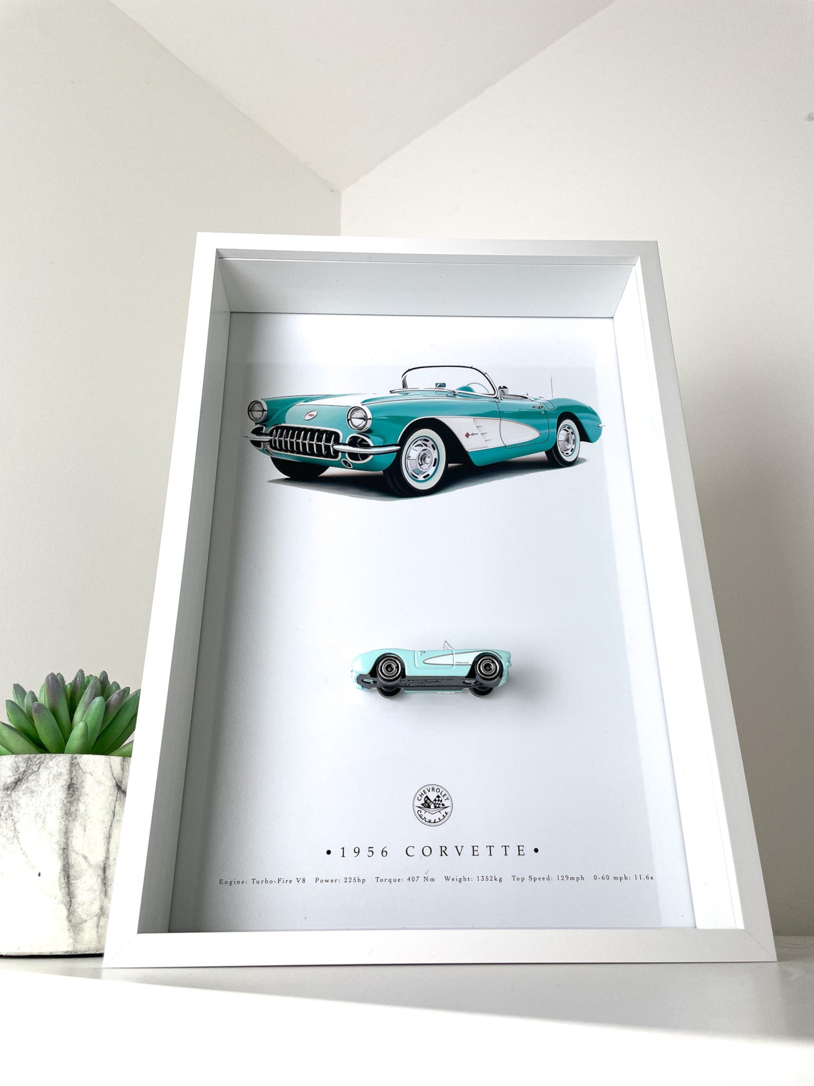 3D Framed Car Wall Art 1956 Corvette Artwork | Classic Automotive Decor ...