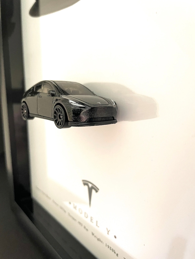 3D Framed Car Wall Art Black Tesla Model Y Illustration Automotive Art ...