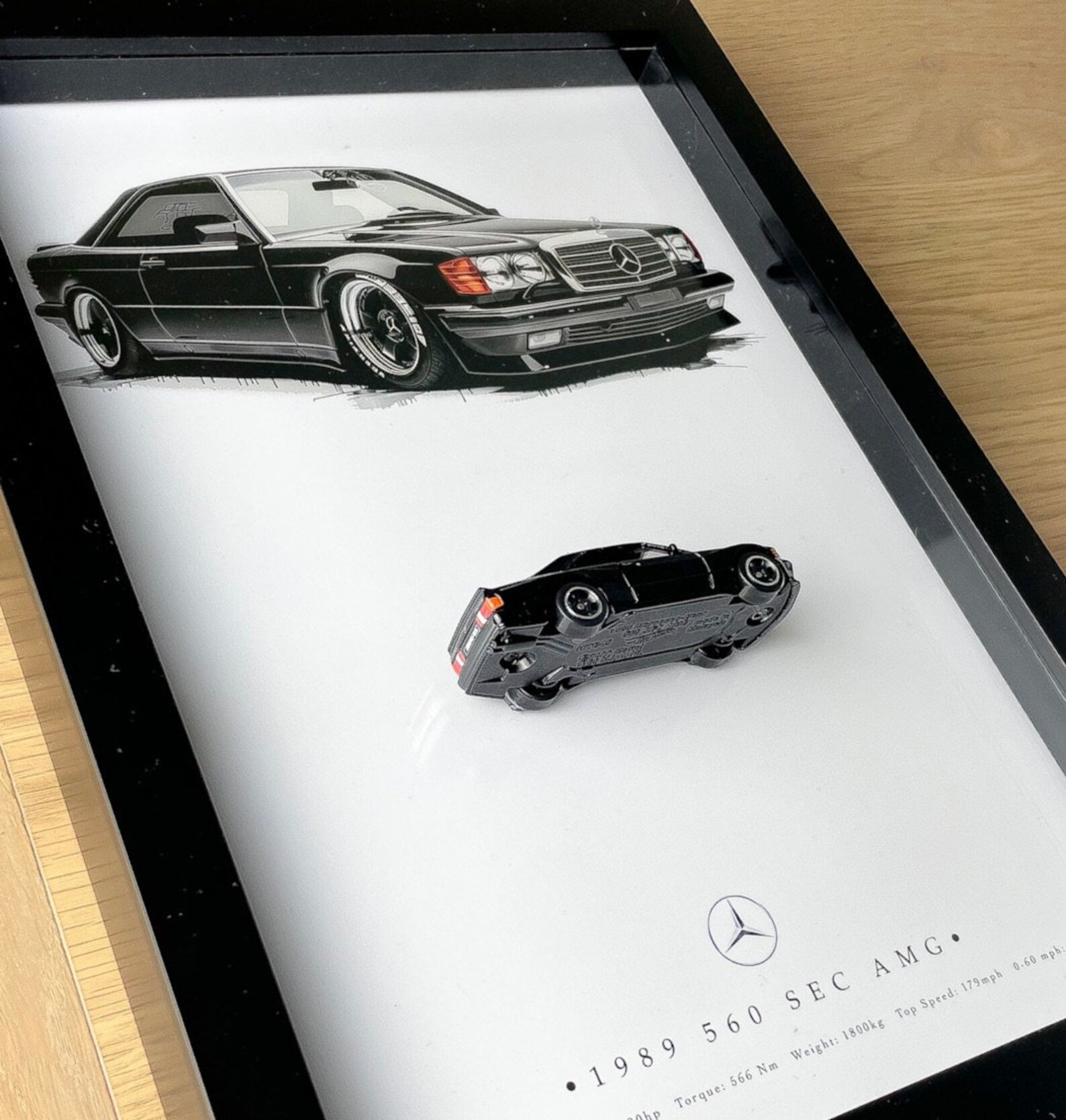 Framed Car Wall Art 1989 Mercedes-benz AMG 3D Model Car Artwork ...