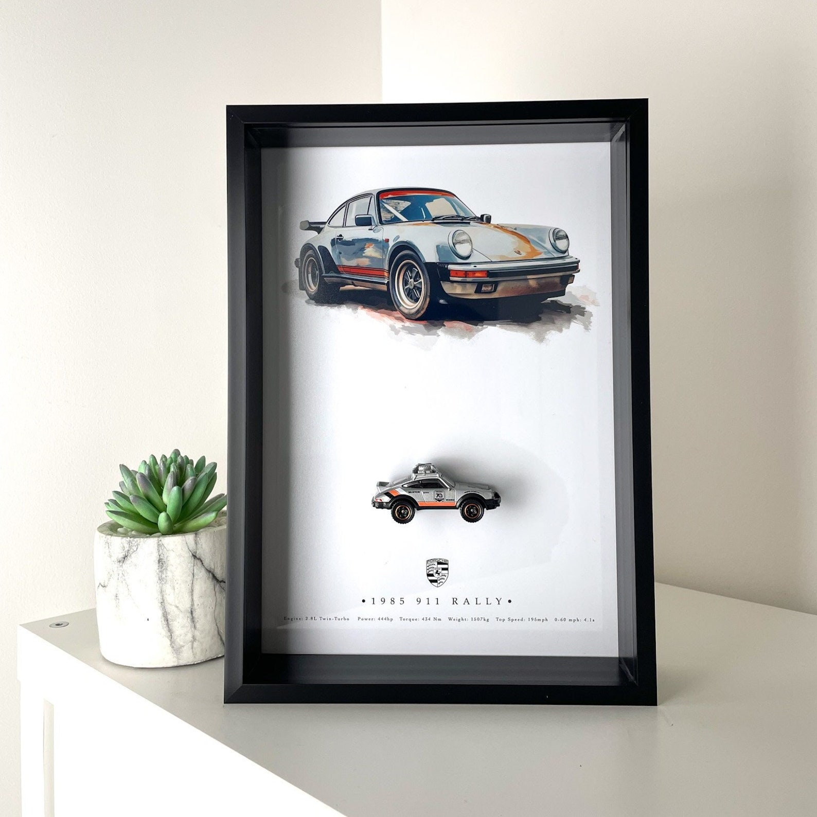 Framed Car Wall Art Porsche 911 Rally Art 3D Car Artwork | Automotive ...