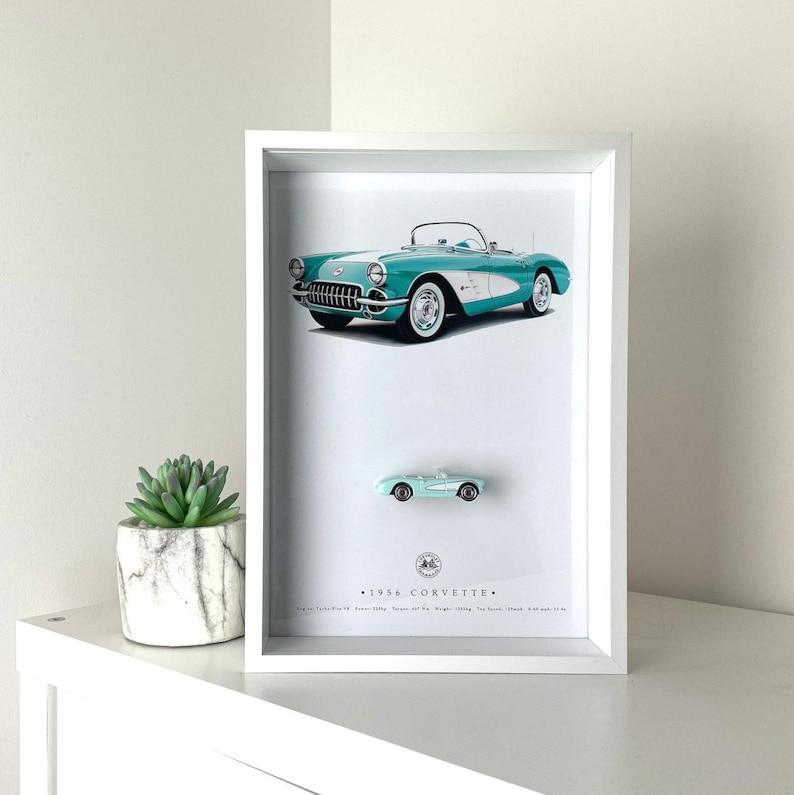 3D Framed Car Wall Art 1956 Corvette Artwork | Classic Automotive Decor ...