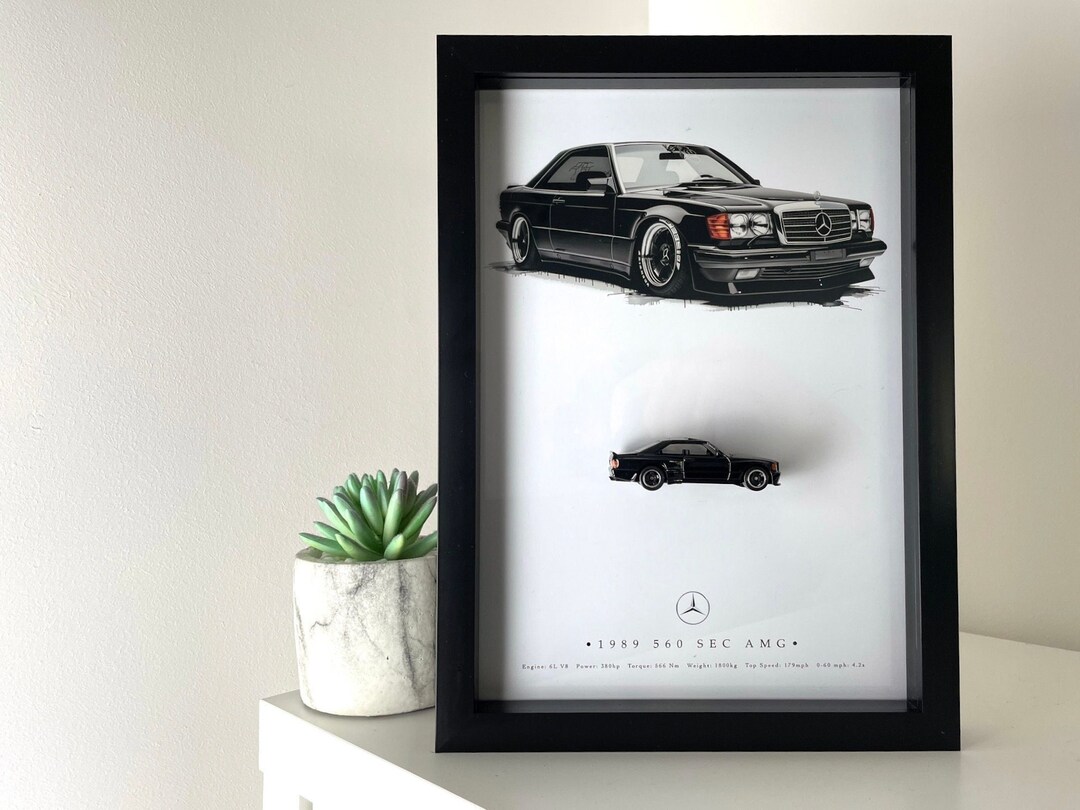 Framed Car Wall Art 1989 Mercedes-benz AMG 3D Model Car Artwork ...