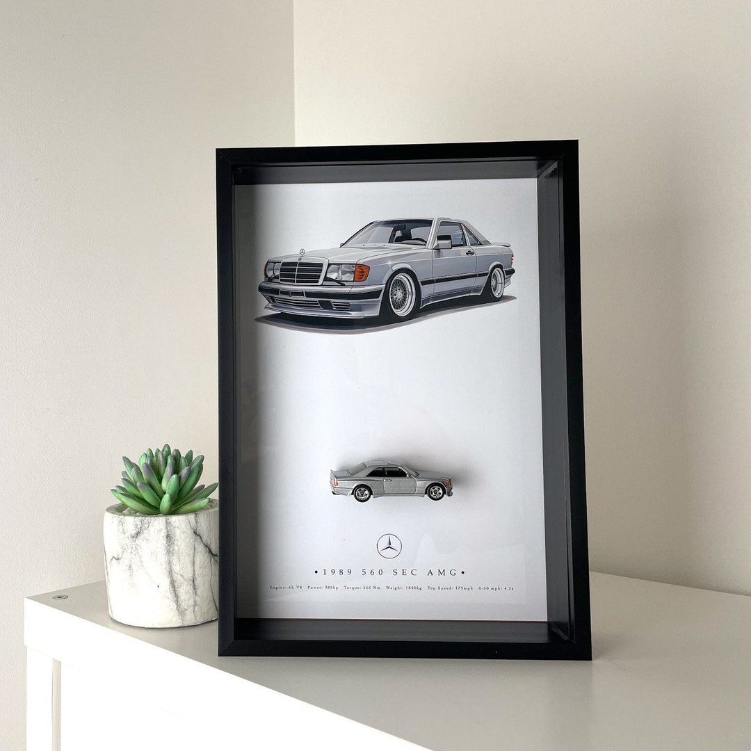 3D Framed Car Wall Art 1989 Mercedes AMG Car Artwork | Automotive Art ...