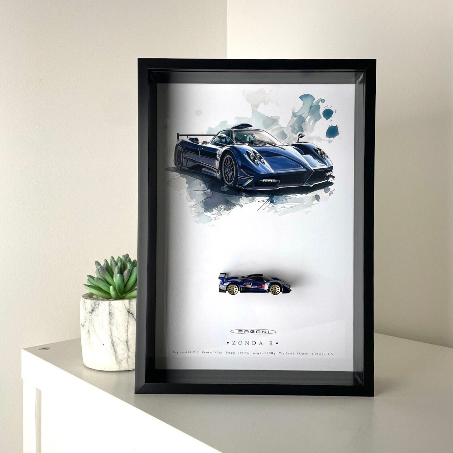 3D Framed Pagani Zonda Wall Art Model Artwork Car Wall Art | Automotive ...