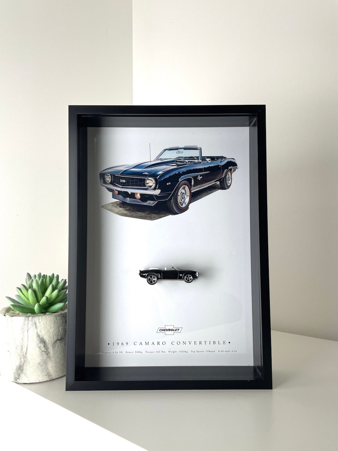 3D Framed Car Wall Art Chevrolet Camaro Convertible Model Car Artwork ...