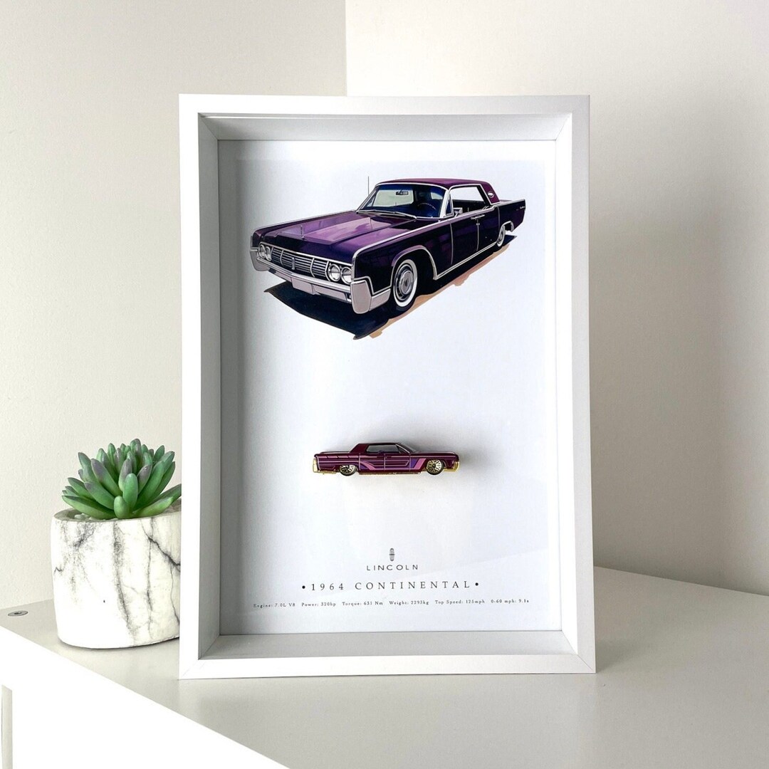 3D Framed Car Wall Art Lincoln Continental Car Artwork | Automotive Art ...