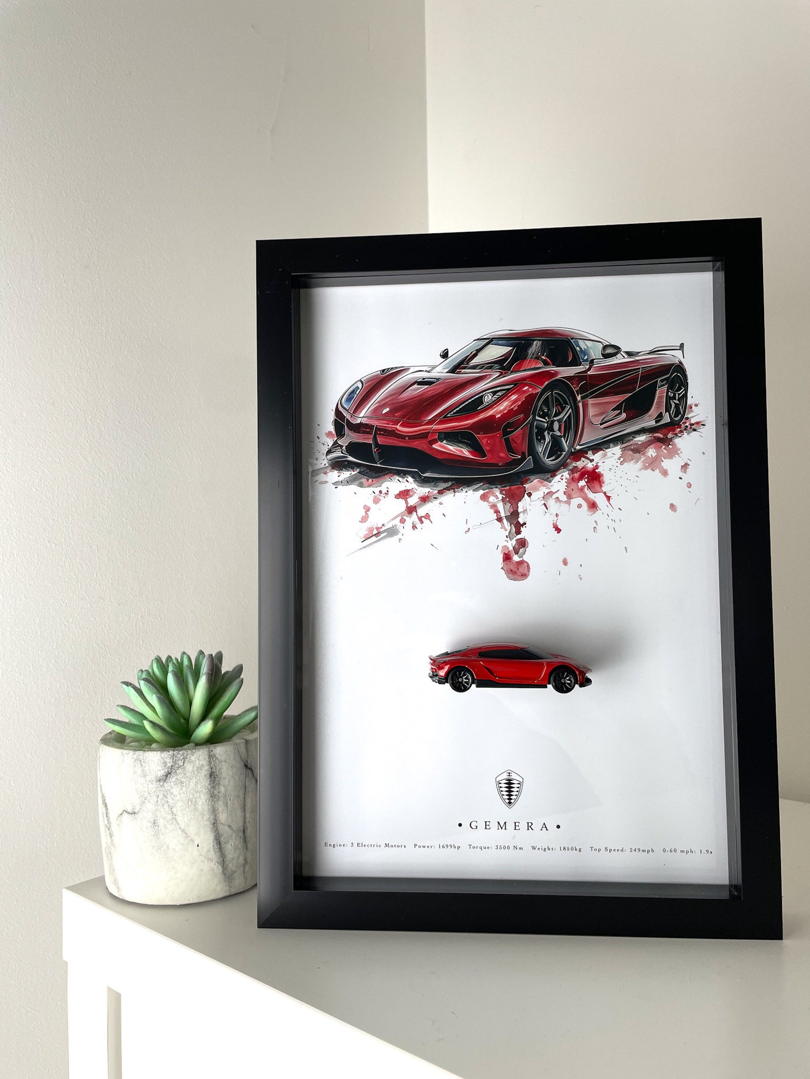 Framed Car Wall Art Koenigsegg Gemera 3D Model Car Artwork | Automotive ...