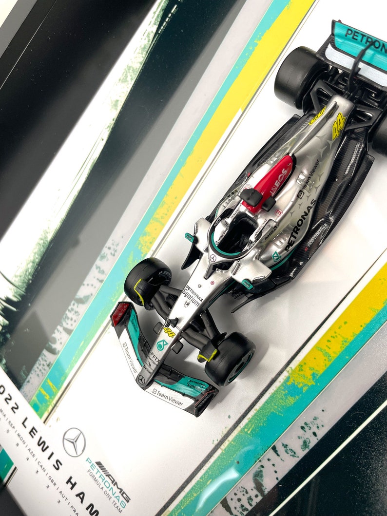 Framed Lewis Hamilton Mercedes AMG Car Art 2022 | W13 1:43 Model 3D ...