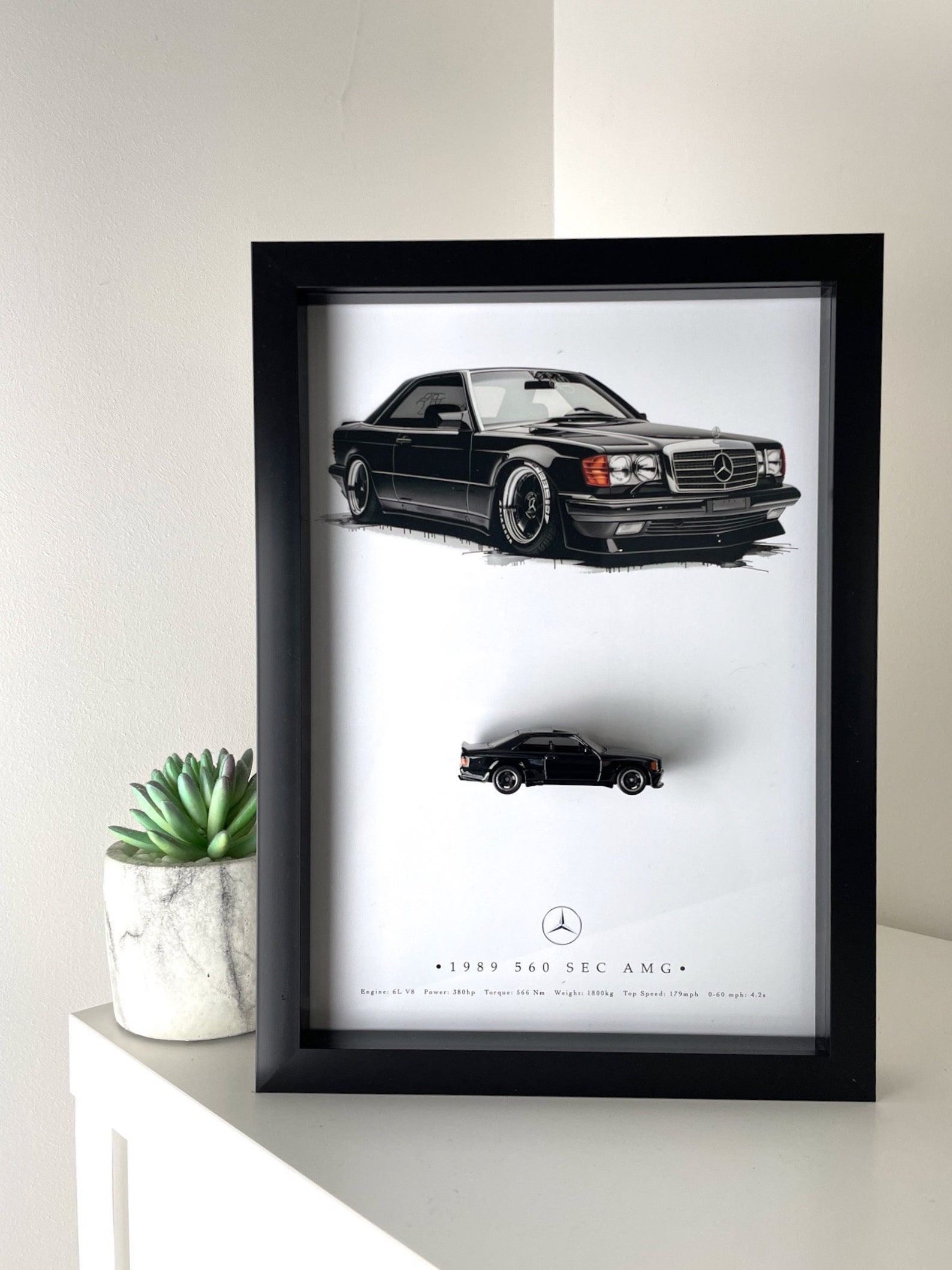 Framed Car Wall Art 1989 Mercedes-benz AMG 3D Model Car Artwork ...