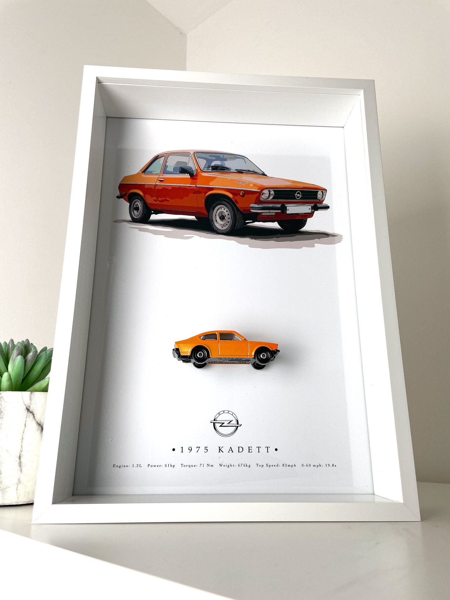 3D Framed Car Wall Art Opel Kadett Vintage Car Artwork Automotive Art ...