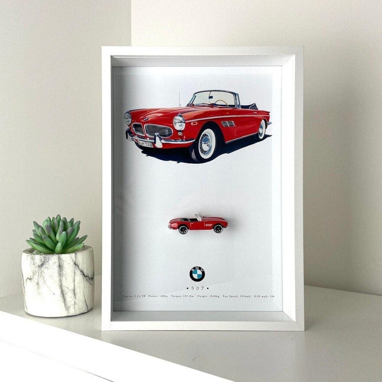 3D Framed Car Wall Art BMW 507 Vintage Car Artwork Automotive Art BMW ...