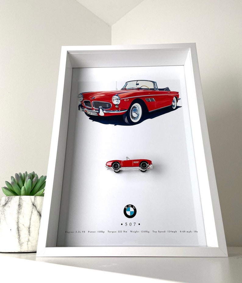 3D Framed Car Wall Art BMW 507 Vintage Car Artwork Automotive Art BMW ...