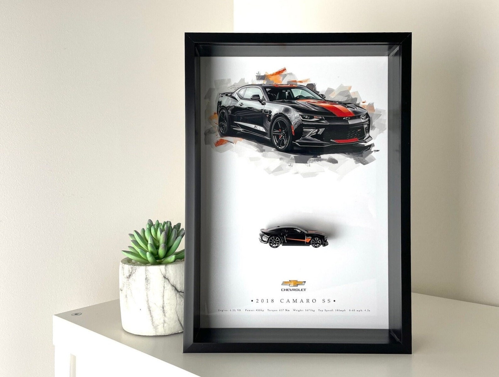 3D Framed Car Wall Art Chevrolet Camaro SS Model Car Artwork Automotive ...