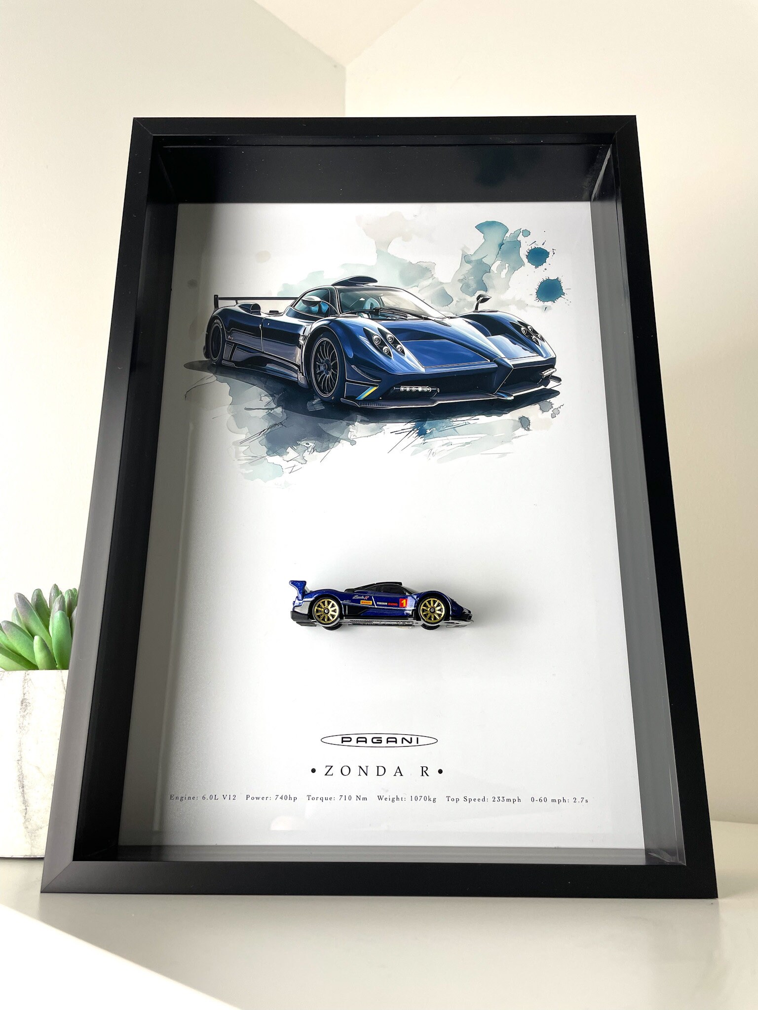 3D Framed Pagani Zonda Wall Art Model Artwork Car Wall Art | Automotive ...