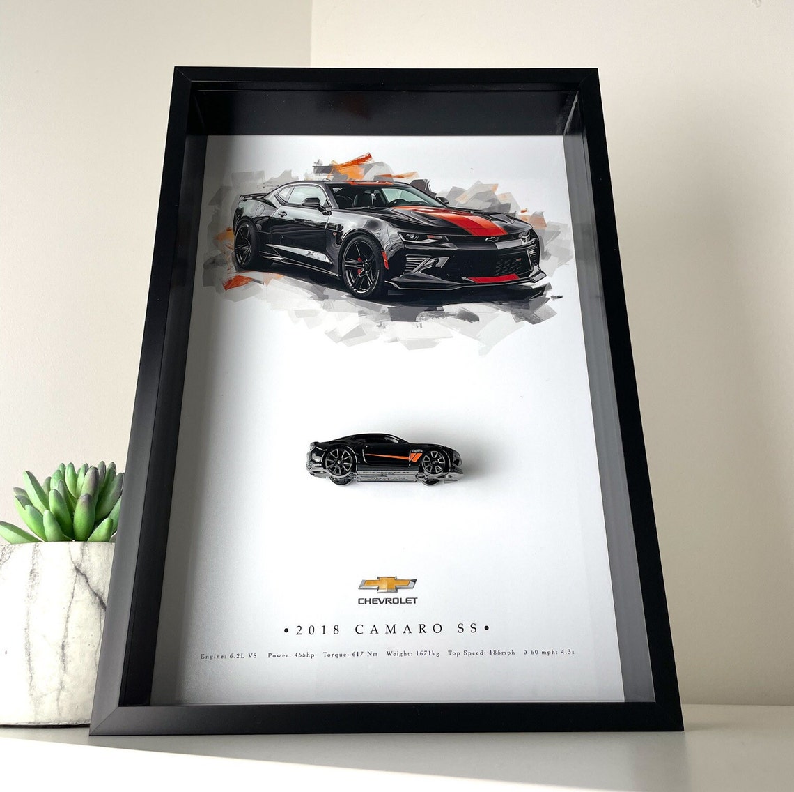 3D Framed Car Wall Art Chevrolet Camaro Model Car Artwork | Automotive ...