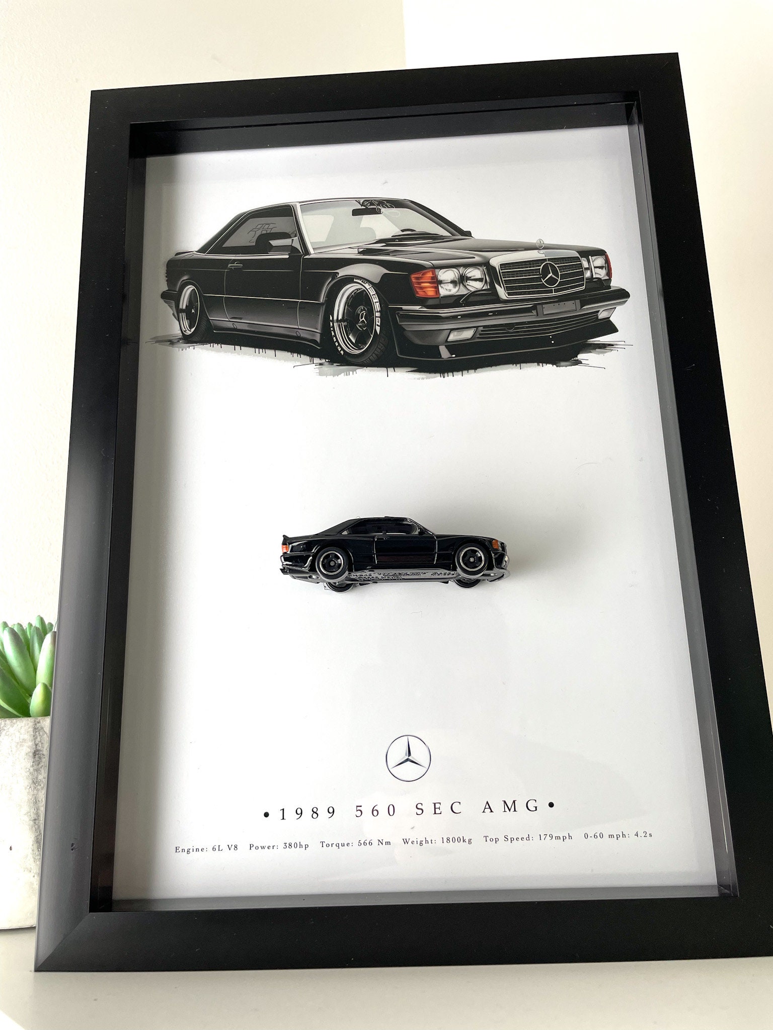 Framed Car Wall Art 1989 Mercedes-benz AMG 3D Model Car Artwork ...