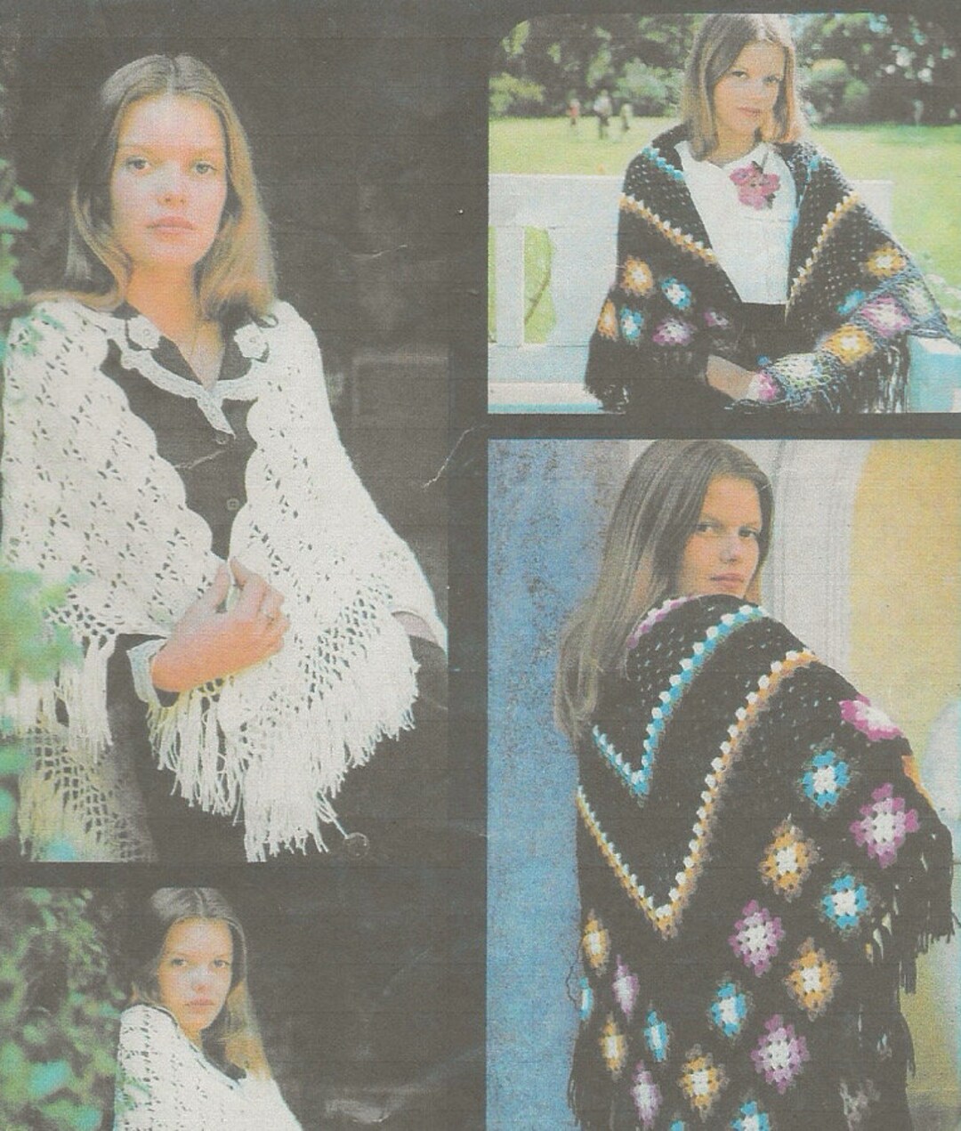 Vintage Crochet Shawls 70s Retro Pattern Instant PDF Digital Download ...