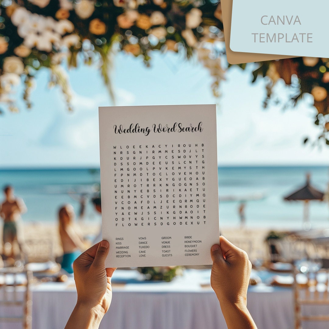 Wordsearch Word Puzzle Word Find Game for Guests Wedding Game Wedding ...