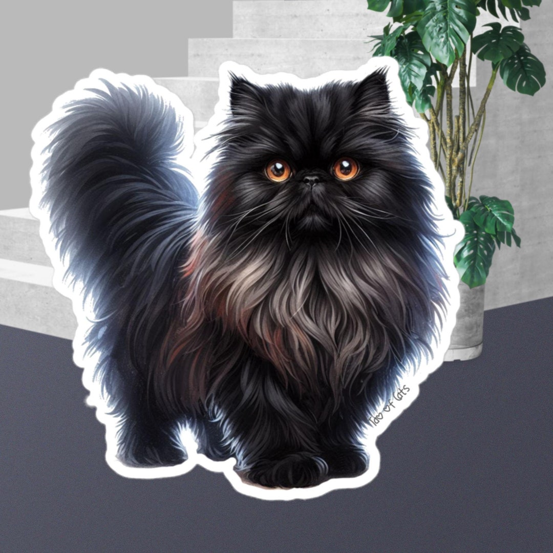 Bobbie Black Persian Cat Sticker - Perfect for Water Bottles, Mirrors ...