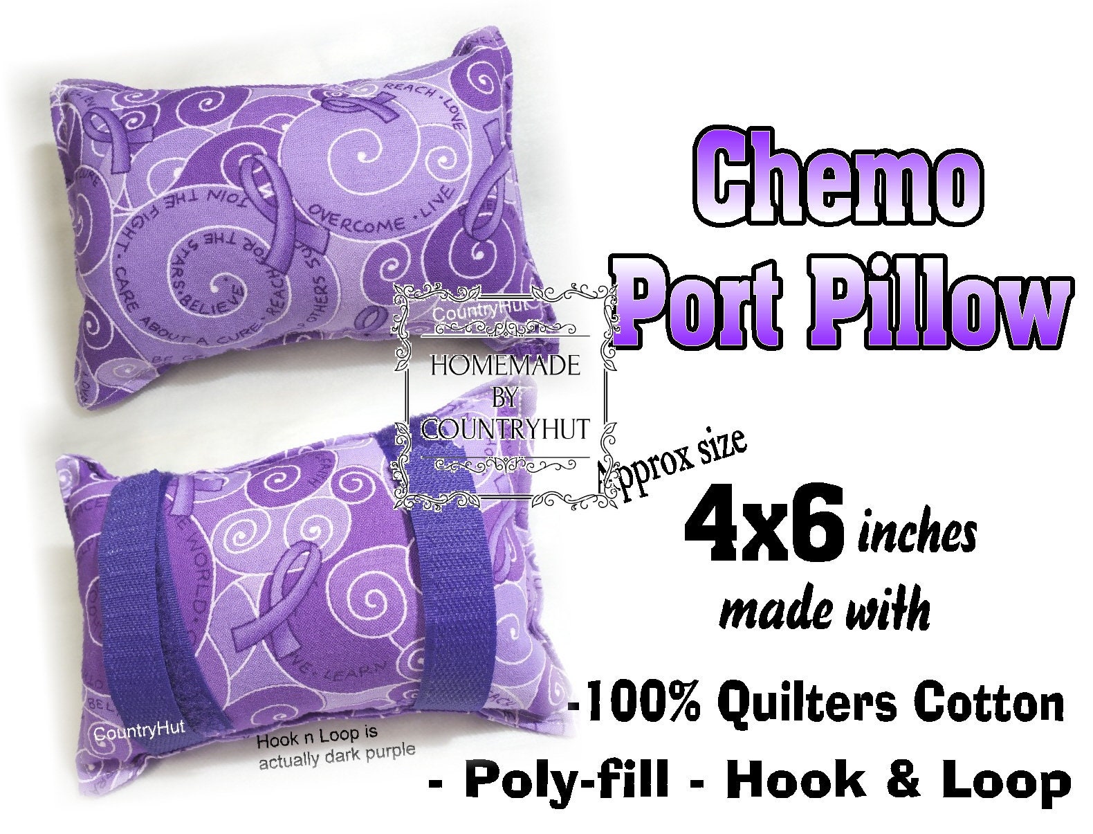 Purple AWARENESS RIBBON / Cancer Awareness / Port-a-cath Pillow ...