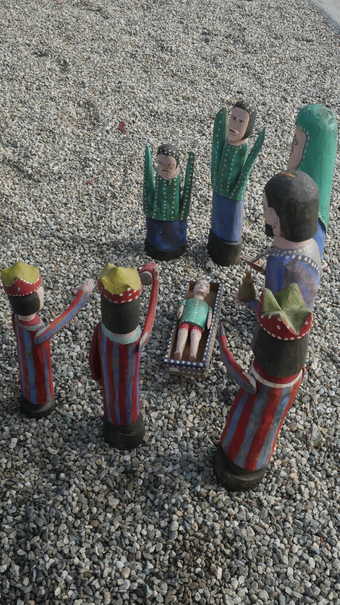 All Original Very Rare King Size Wood Carved Nativity Set by Famous and ...