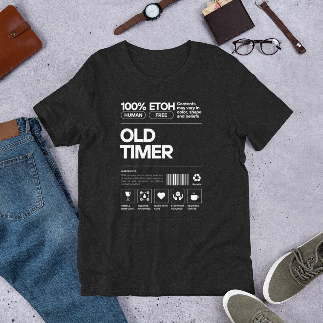 Unisex T-shirt, Black, AA Old Timer, Sober, Sponsor Gift, AA, Old Timer ...