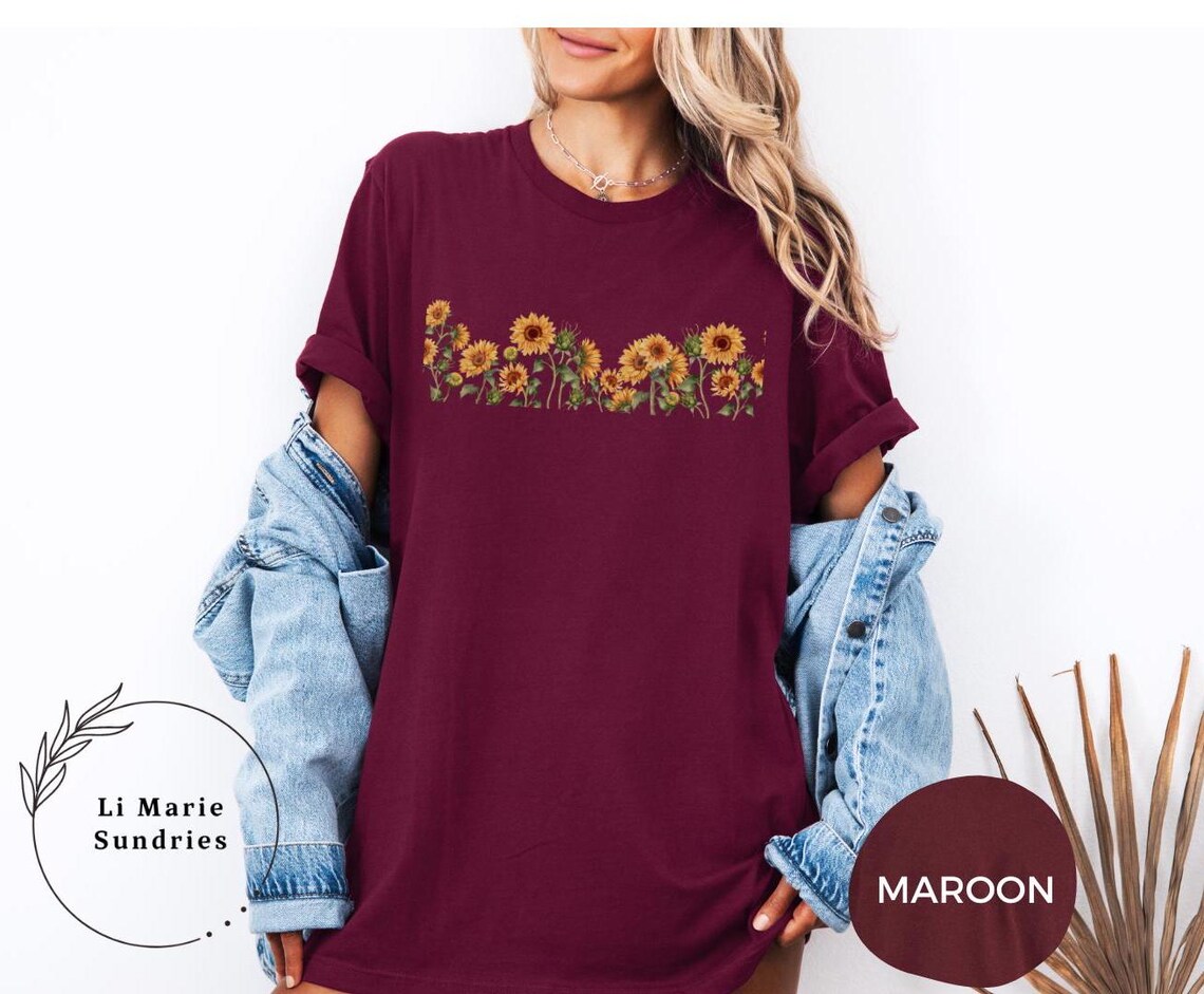 Sunflower Shirt, Floral Tee Shirt, Flower Shirt,garden Shirt, Womens ...