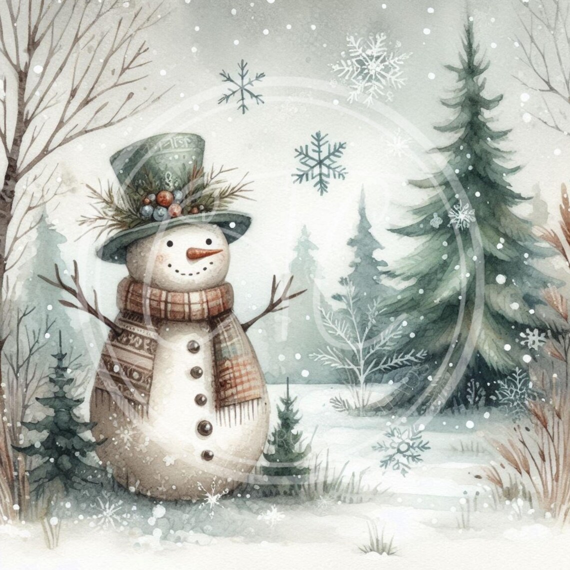 4 Rustic Snowman Mini Printable Bundle, Winter/christmas Print, Digital ...