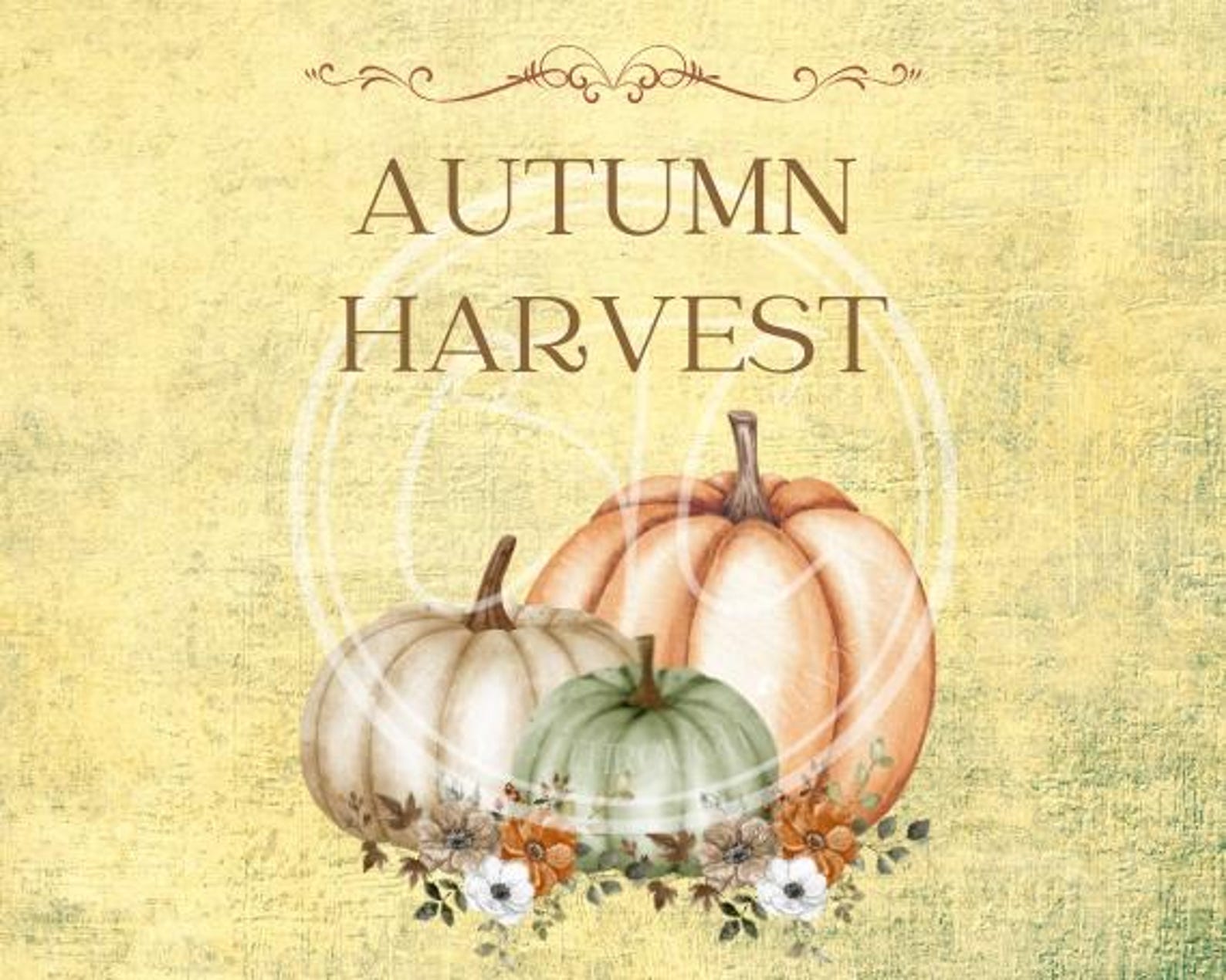 Fall Printables, Autumn Harvest Print, Pastel Pumpkins Digital Download ...