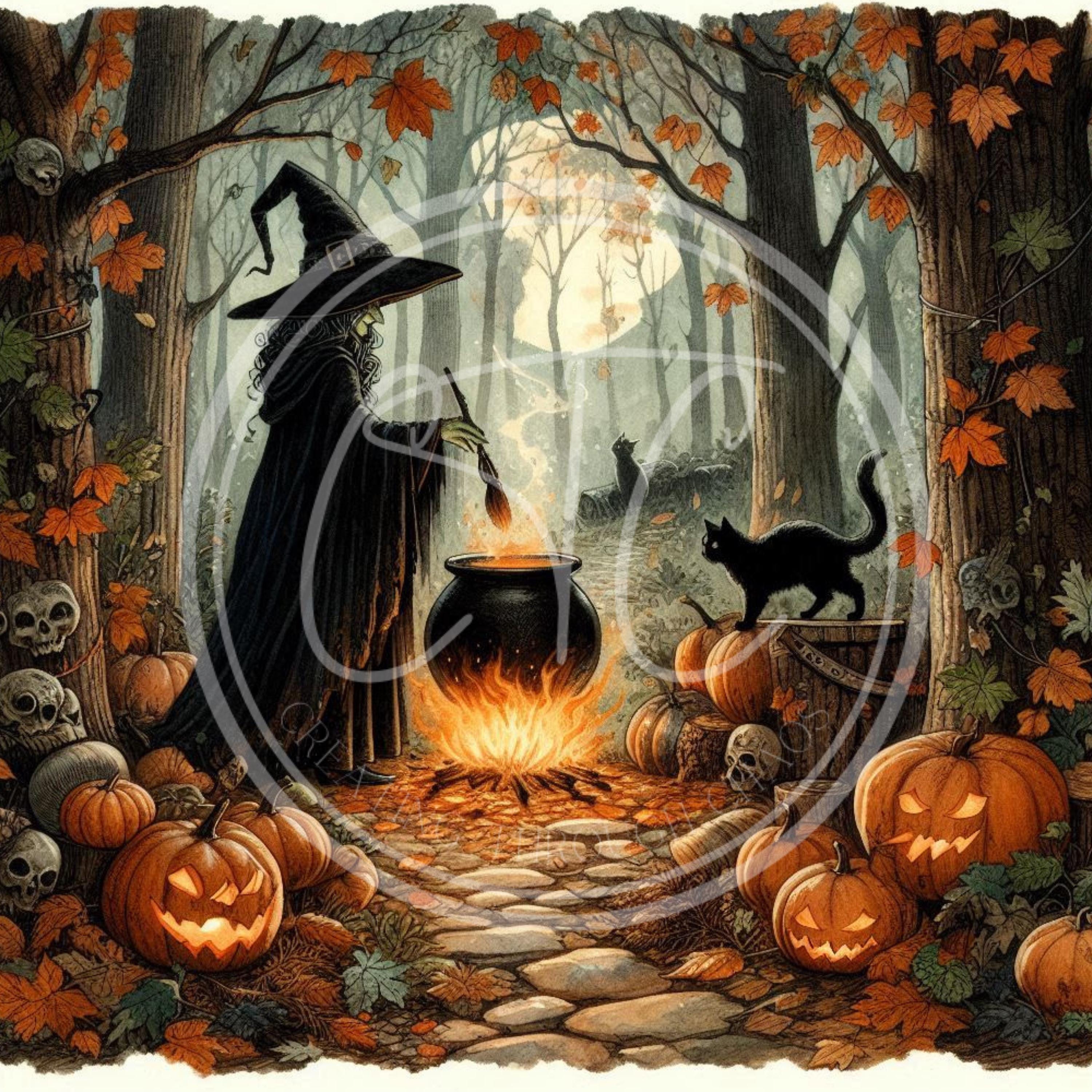 3 Whimsical Witch Mini Printable Bundle, Fall/halloween Print, Digital ...