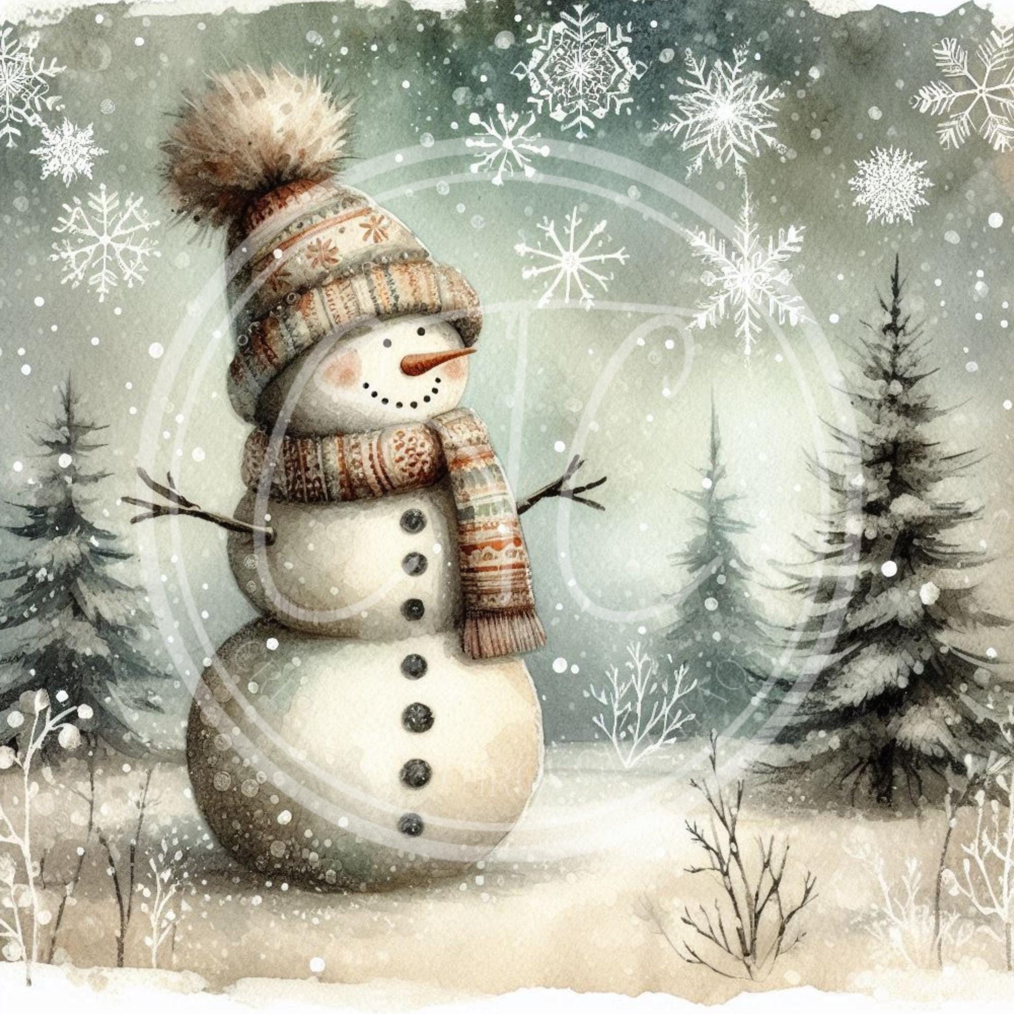 4 Rustic Snowman Mini Printable Bundle, Winter/christmas Print, Digital ...
