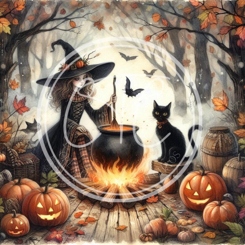 3 Whimsical Witch Mini Printable Bundle, Fall/halloween Print, Digital ...