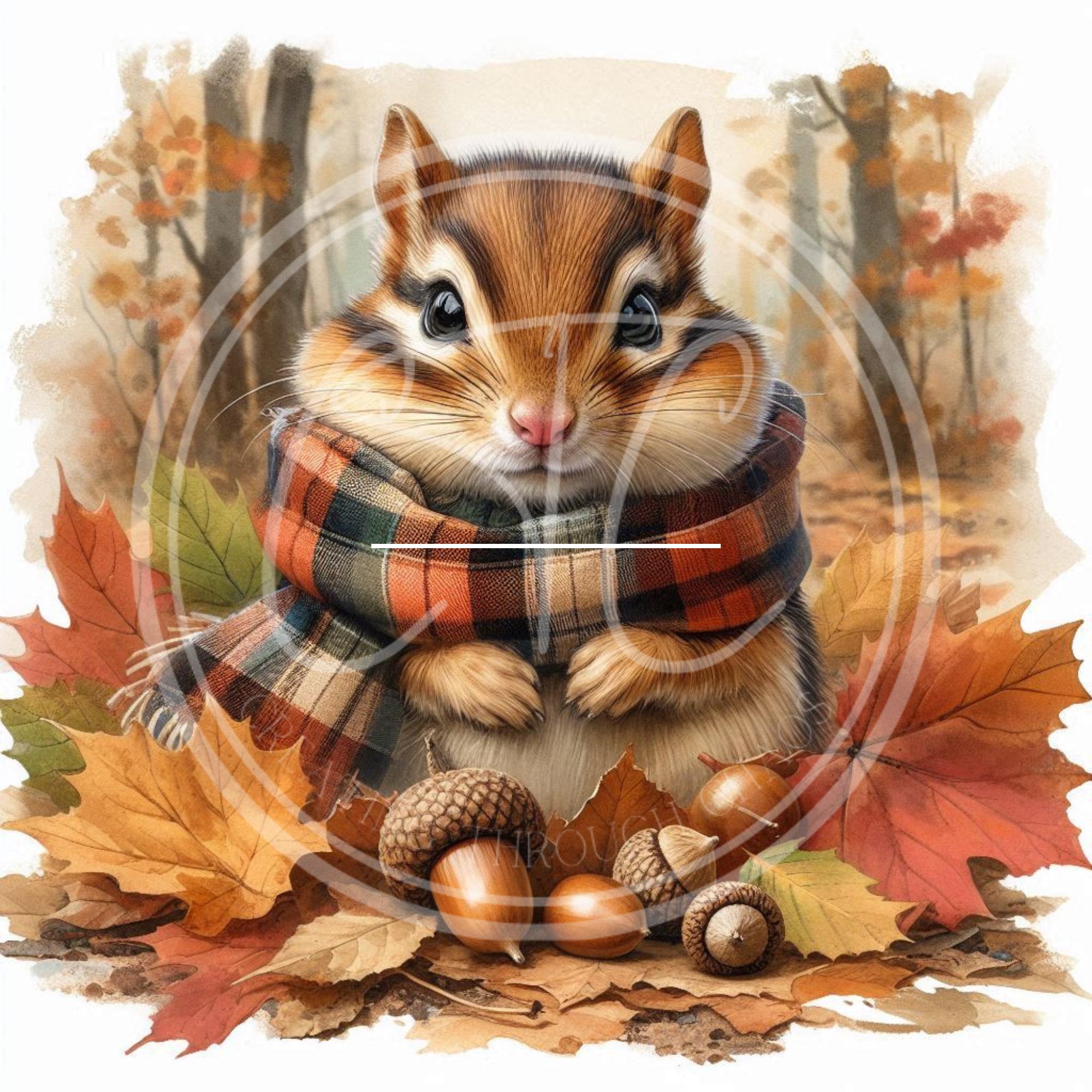 4 Fall Chipmunk Mini Printable Bundle, Fall/harvest Print, Digital ...
