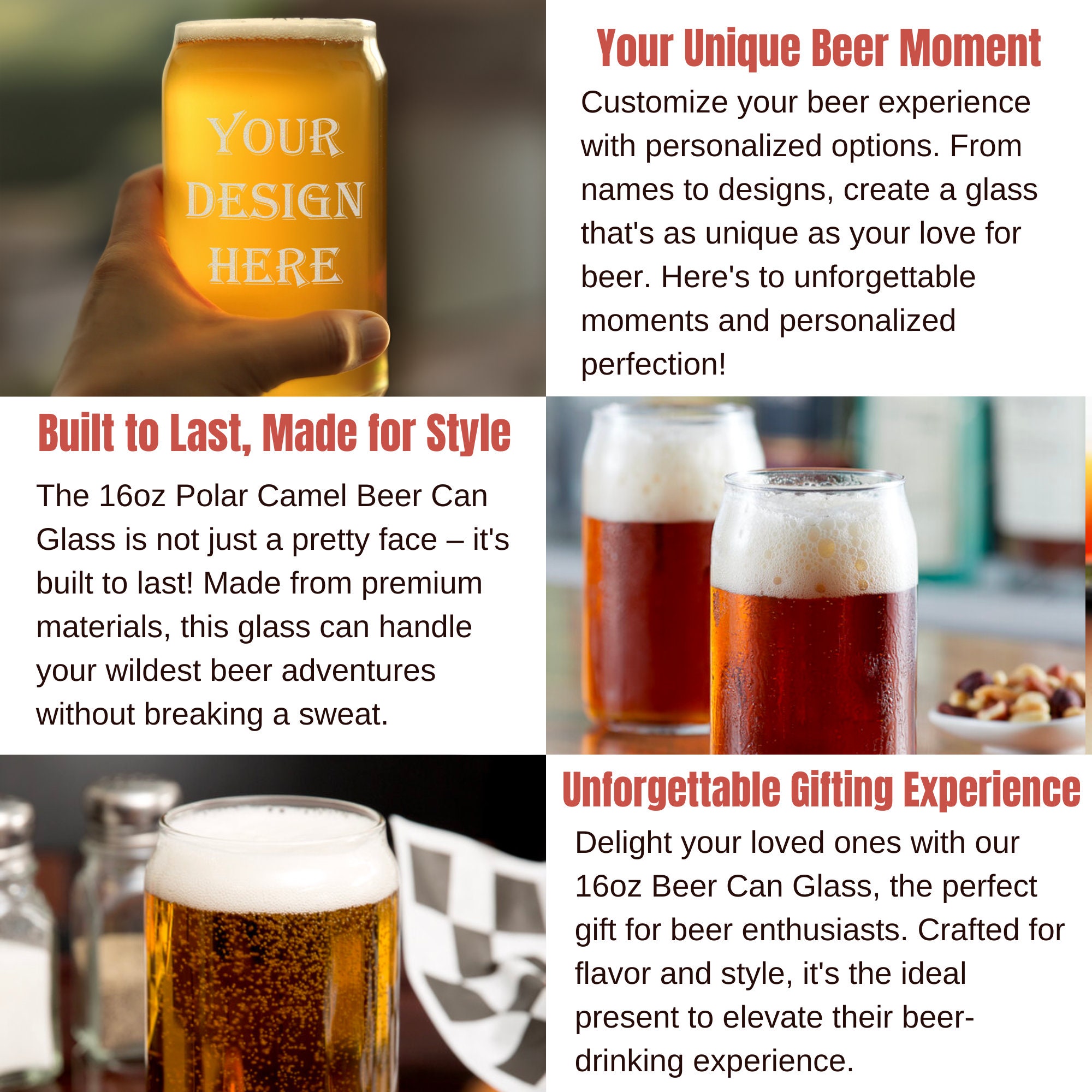 Your Logo 16oz Beer Can Glass Company Logo Etched Glasses, Corporate ...