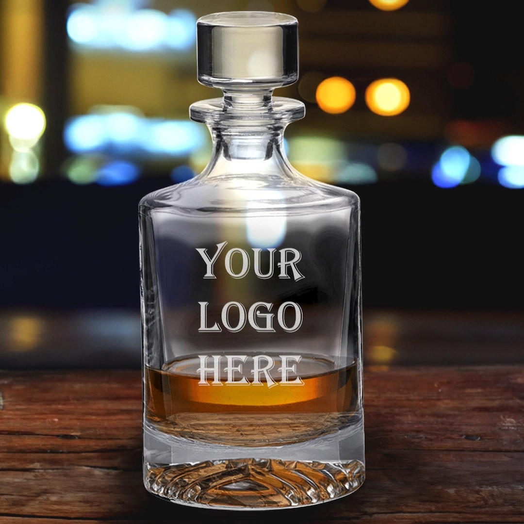 Personalized Logo Round Glass Decanter - Custom Engraved Decanter With ...